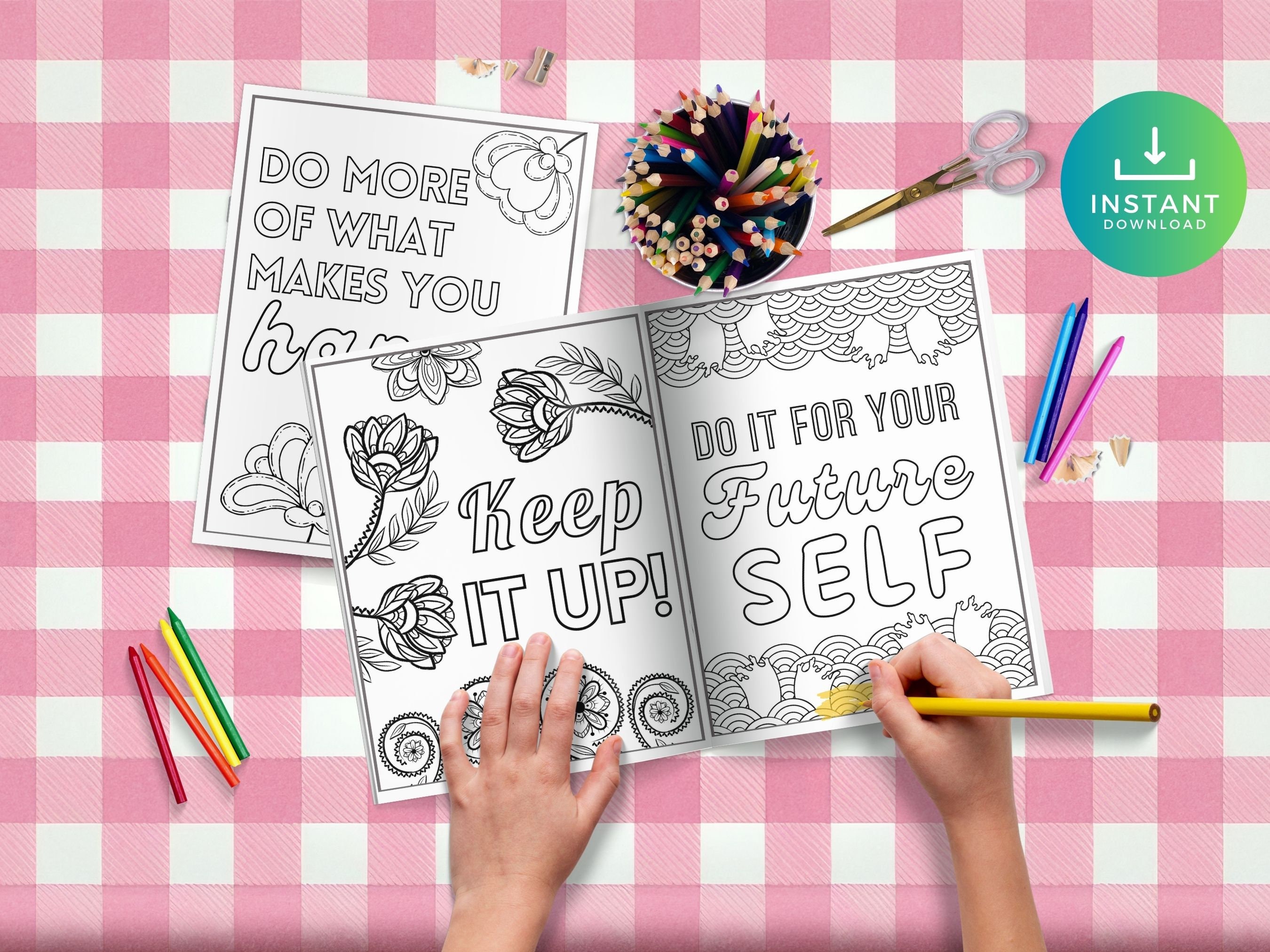 Self Love Coloring Pages Think Like a Girl Boss Affirmation - Etsy