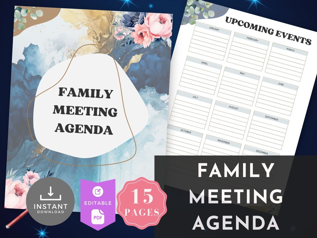 Family Meeting Agenda Template, Family Meeting Guide Navy Gold Family ...