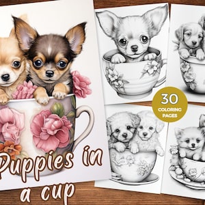 Puppies in a Cup Coloring Pages Puppy Coloring Sheets Printable ...