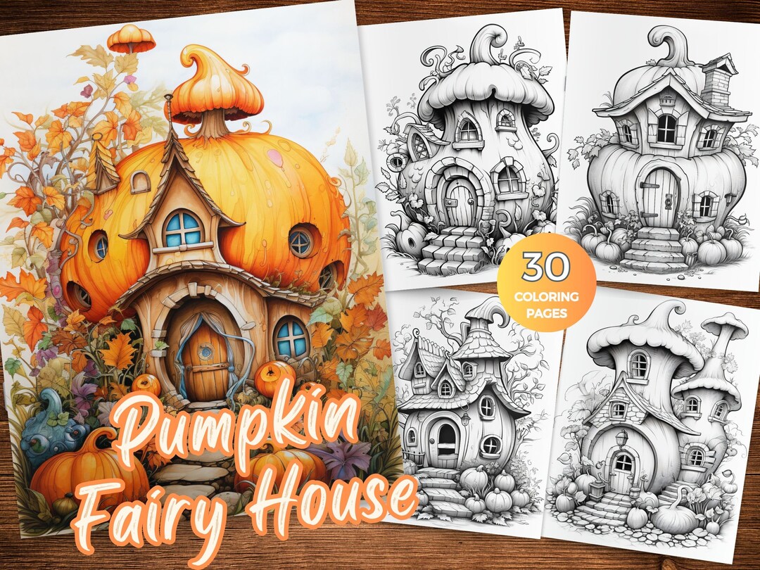 Pumpkin Fairy House Coloring Pages, Fairy-tale Pumpkin Home Coloring ...