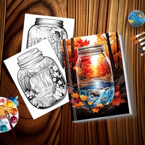 Autumn in A Jar Coloring Pages Fall Coloring Pages Printable Grayscale ...