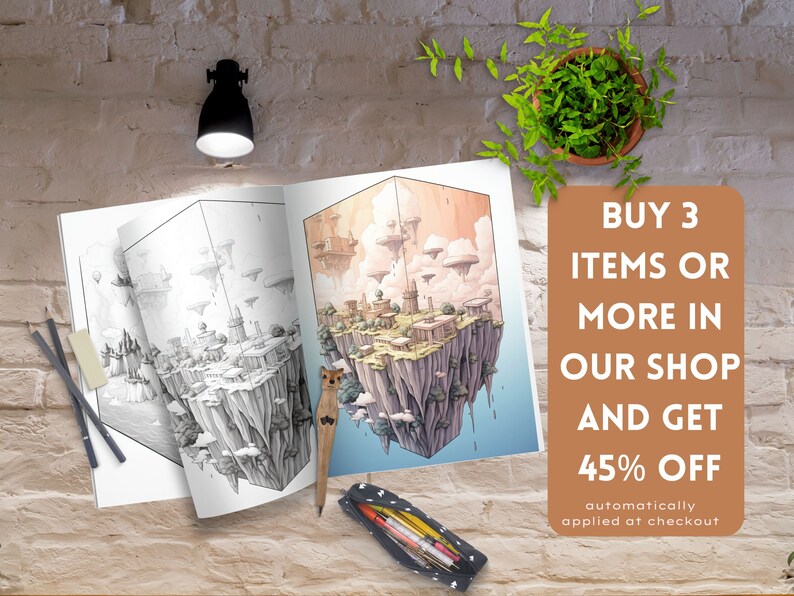 Floating Island in a Sky Box Coloring Pages Fantasy Islands Coloring ...