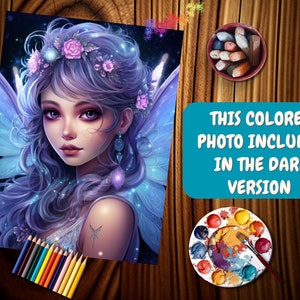 Starlight Fairy Coloring Pages for Adults Night Sky Fairy Coloring Book ...