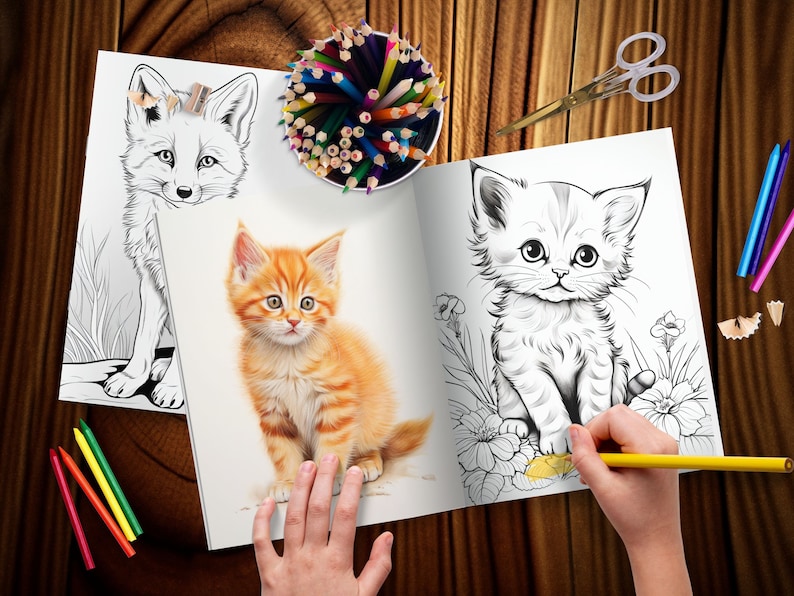 Cute Baby Animals Grayscale Coloring Pages Printable Adult - Etsy