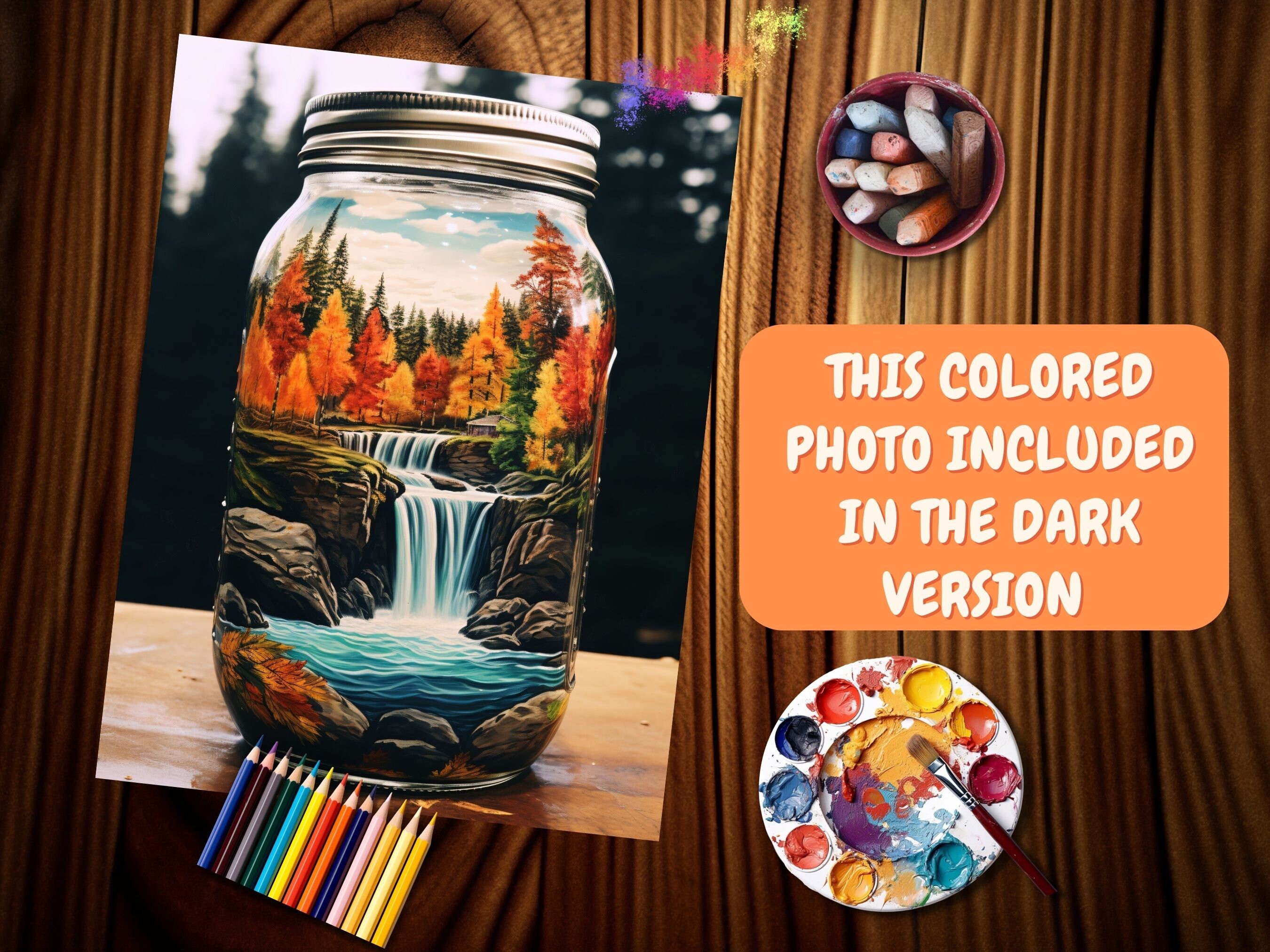 Autumn in A Jar Coloring Pages Fall Coloring Pages Printable Grayscale ...