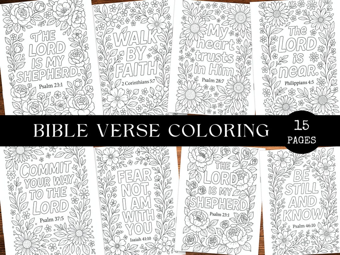 Floral Christian Bible Verse Coloring Book Stress Relief With God Words ...