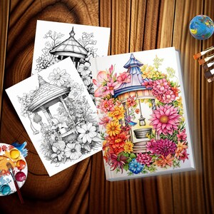 Whimsical Wishing Wells Coloring Pages Printable Enchanted Wellspring ...