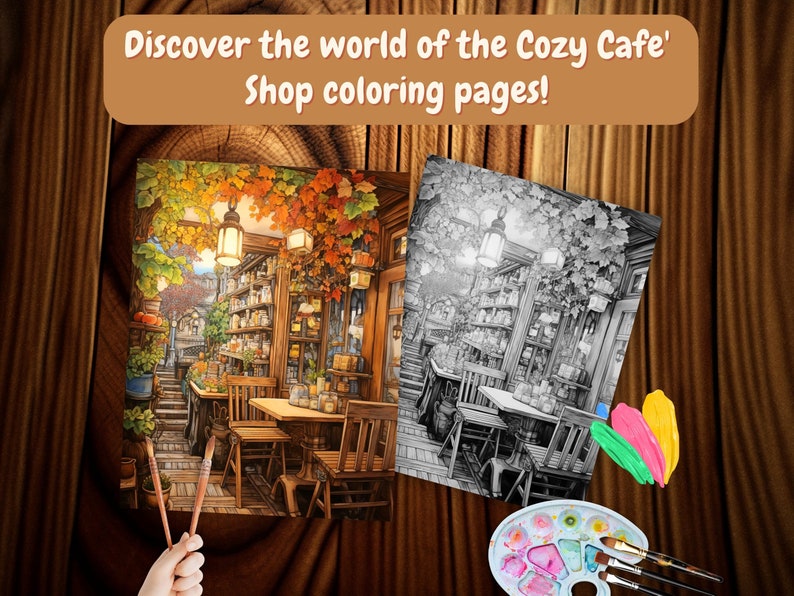 Coloring Book Cafe Coloring Pages Cozy Cafe Shop Coloring - Etsy