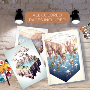 Floating Island in a Sky Box Coloring Pages Fantasy Islands Coloring ...