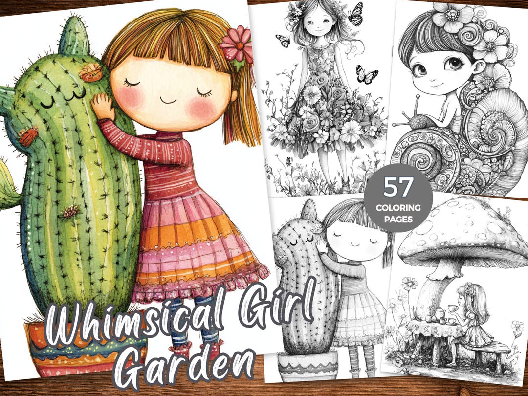 Whimsy Girl Garden Coloring Book – Fantasy Floral Coloring Pages for ...