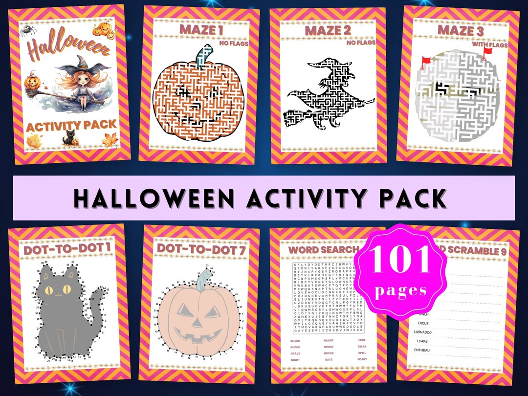 Halloween Games Activities Printable Mega Pack Halloween Worksheet Word ...