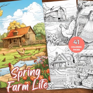 Spring Farm Life Coloring Pages for Adults Instant Download Spring Time ...