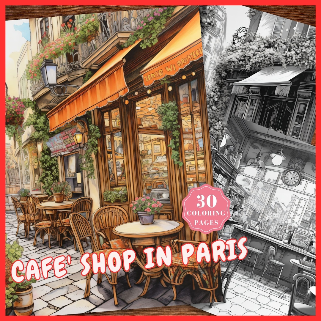 Coloring Book Cafe Coloring Pages Cafe' Shop in Paris Coffee Shop ...