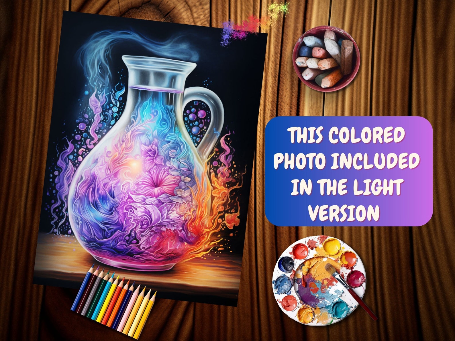 Magic Potion Coloring Pages Adult and Kids Coloring Book Fantasy ...
