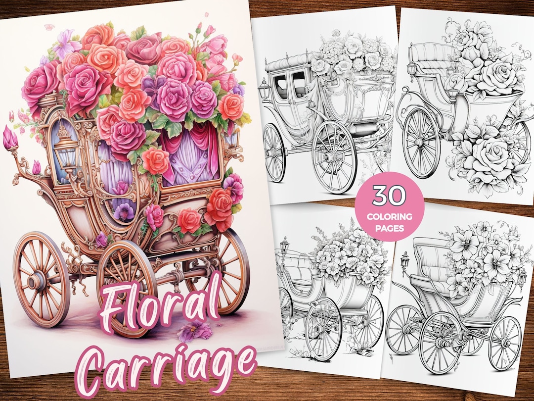 Floral Carriage Coloring Pages Blossoming Carriages Coloring Book for ...