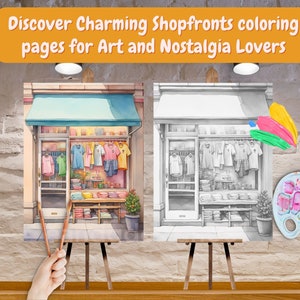 Storefront Coloring Page Storefront Grayscale Coloring Book Instant ...
