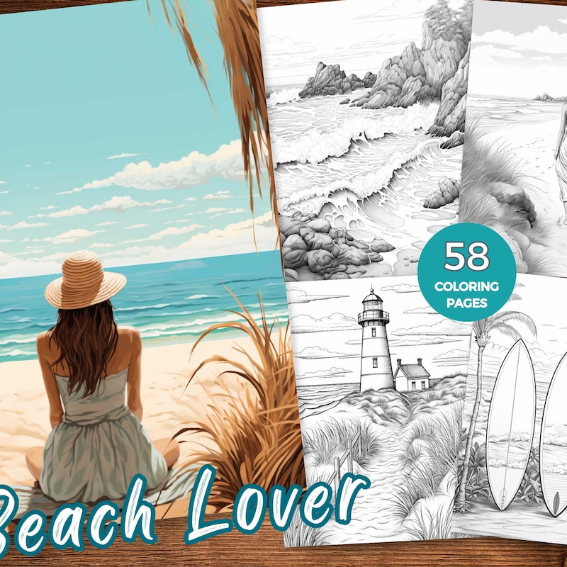 Sea Beach Coloring Page - Etsy