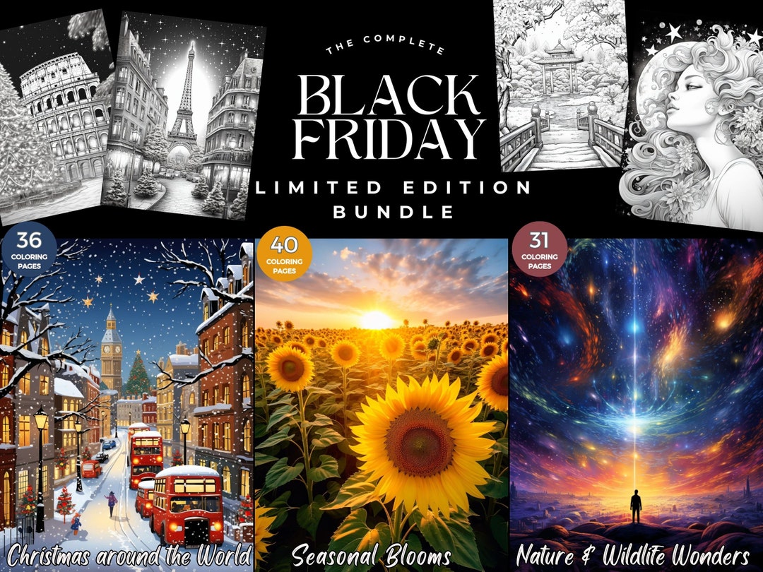 Black Friday Limited Edition Coloring BUNDLE Printable Christmas Around ...