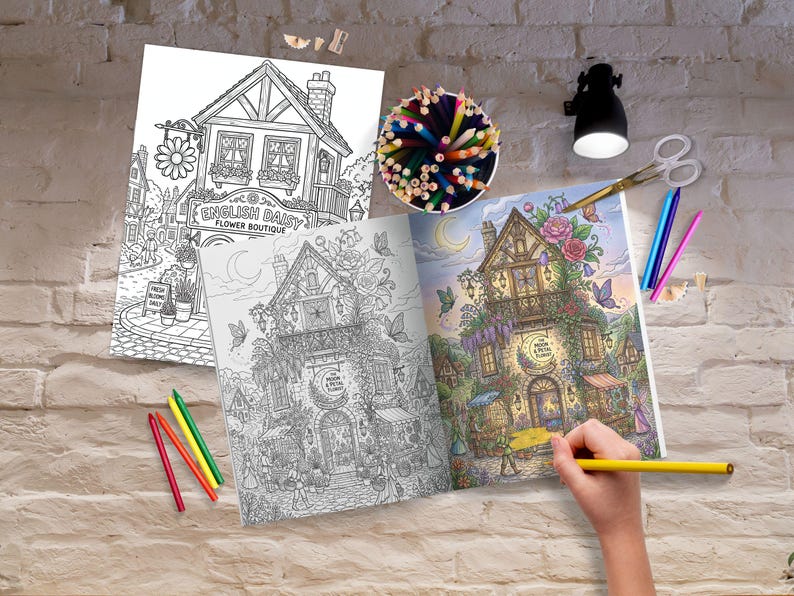 Spring Flower Market Coloring Pages Printable, Parisian Flower Shop ...