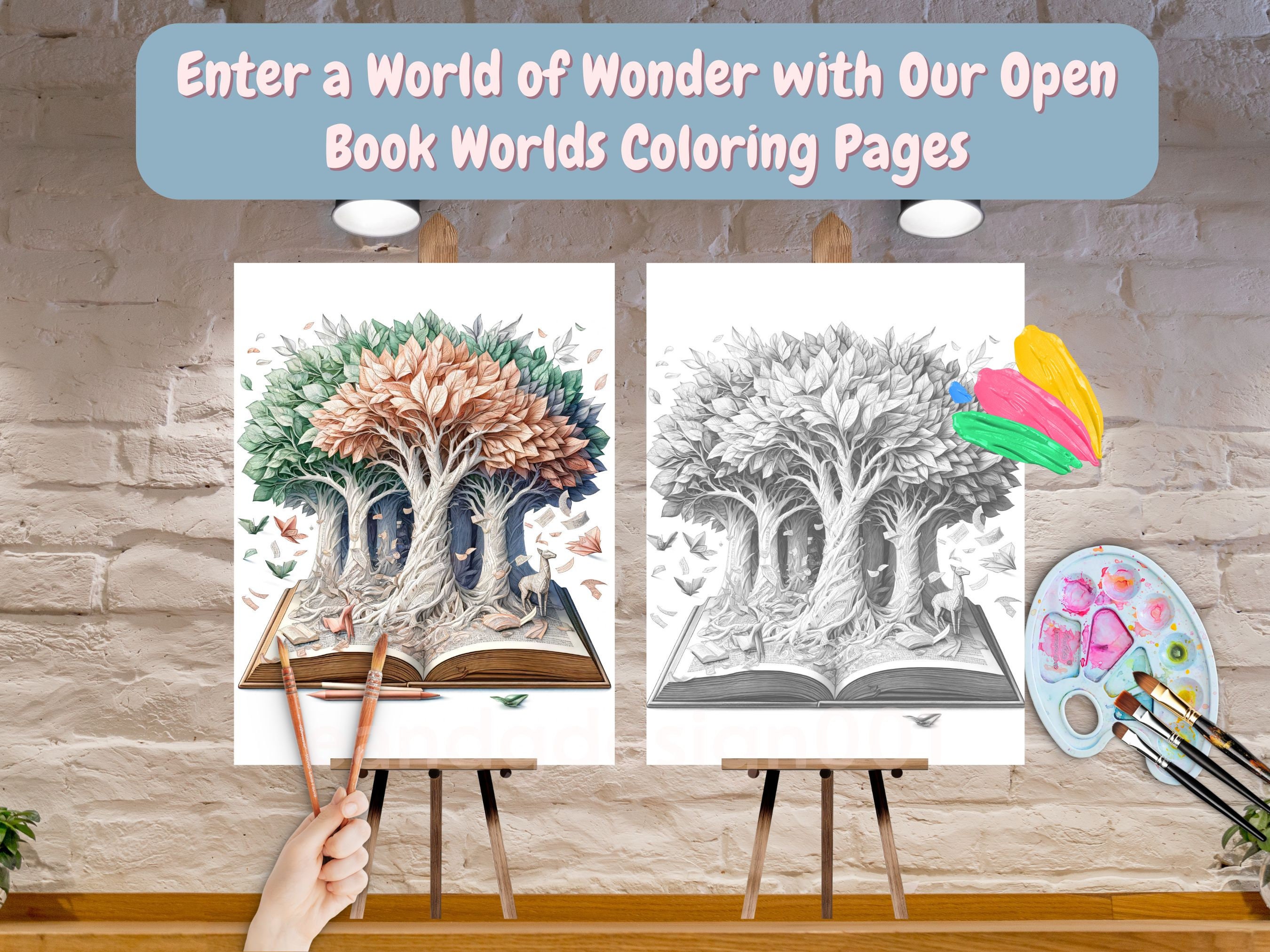 Fantasy World Through an Open Book Coloring Pages Open Book Worlds ...