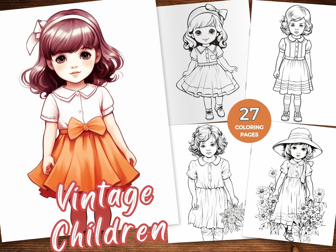 Vintage Children Coloring Pages for Adults Vintage Girl Coloring Pages ...