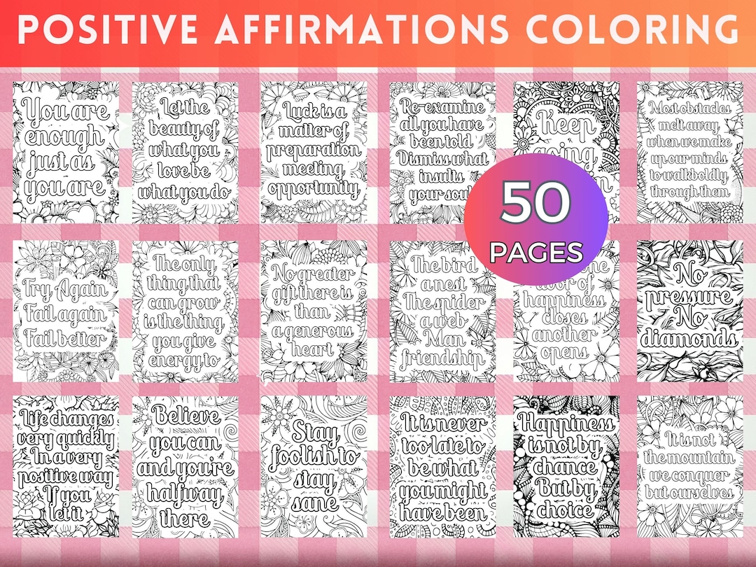 Positive Mental Health Coloring Pages Positive Affirmation Adult ...