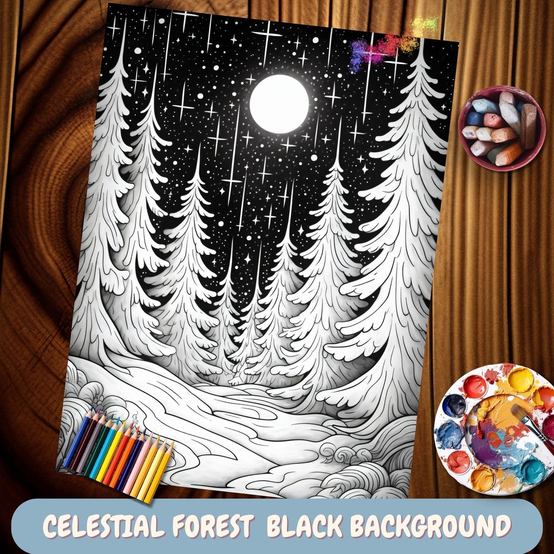 Black Background Coloring Pages Instant Download Celestial Black ...