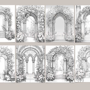 Floral Wedding Arch Coloring Page Floral Arch Coloring Book Flowers ...