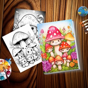 Kawaii Mushroom Coloring Pages Cute Mushroom Coloring Book Charming ...