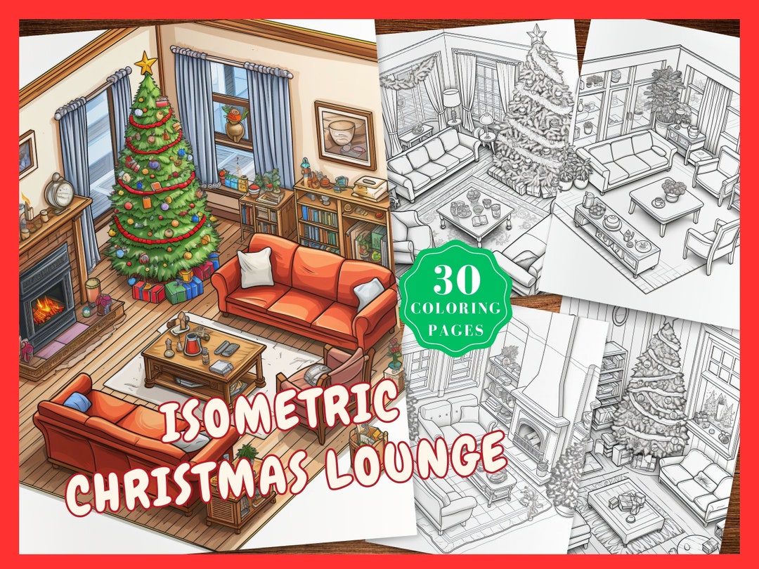 Isometric Coloring Page Isometric Christmas Lounge Coloring Pages for ...