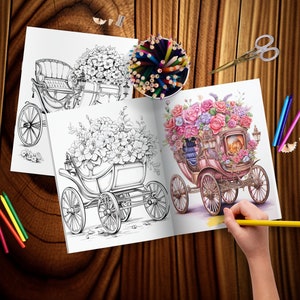 Floral Carriage Coloring Pages Blossoming Carriages Coloring Book for ...