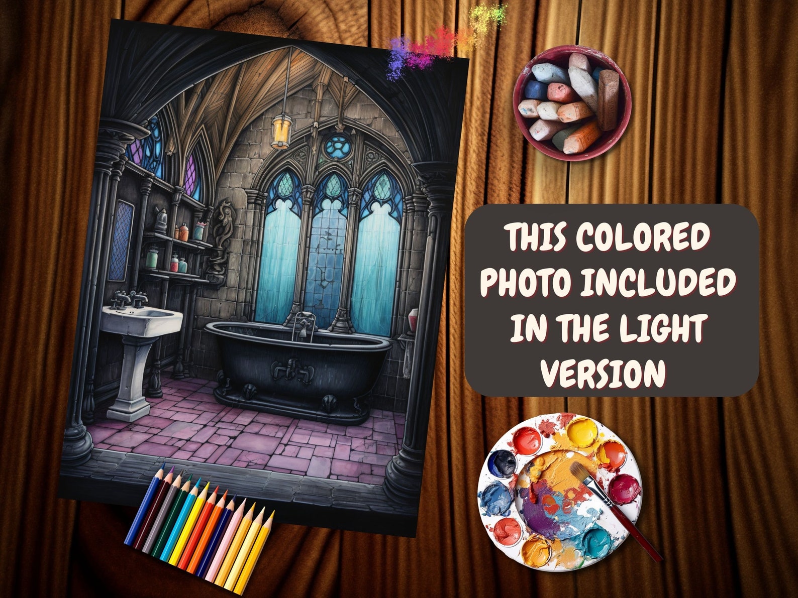 Gothic Interior Coloring Book Instant Download Gothic Architecture ...