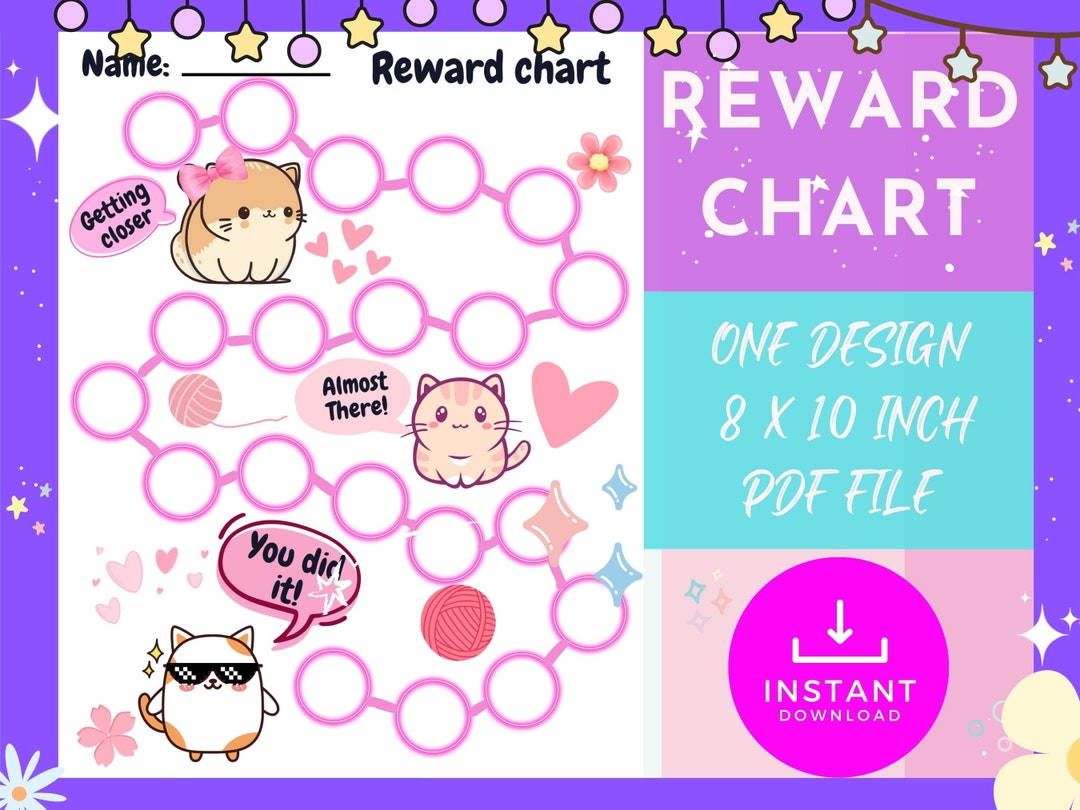Cats Reward Chart, Printable Cats Behavior Chart, Daily Chore Chart ...