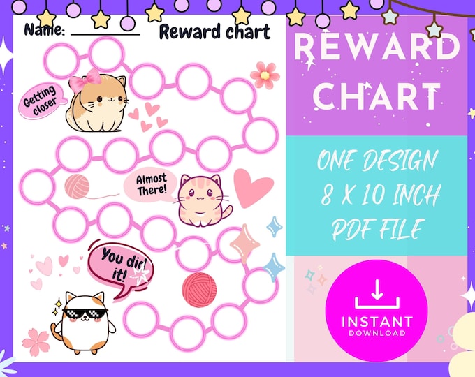 Printable Cat Reward Chart for Kids, Classroom Positive Behavior Reward ...