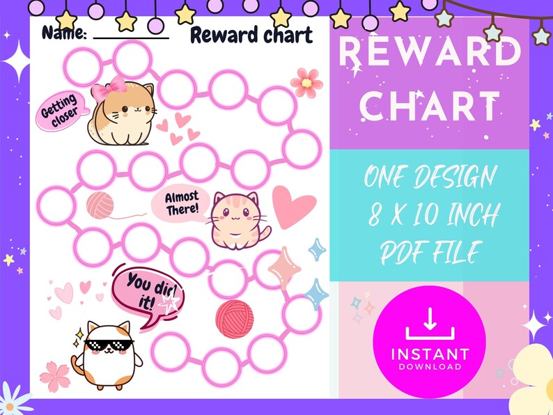 Cats Reward Chart, Printable Cats Behavior Chart, Daily Chore Chart ...