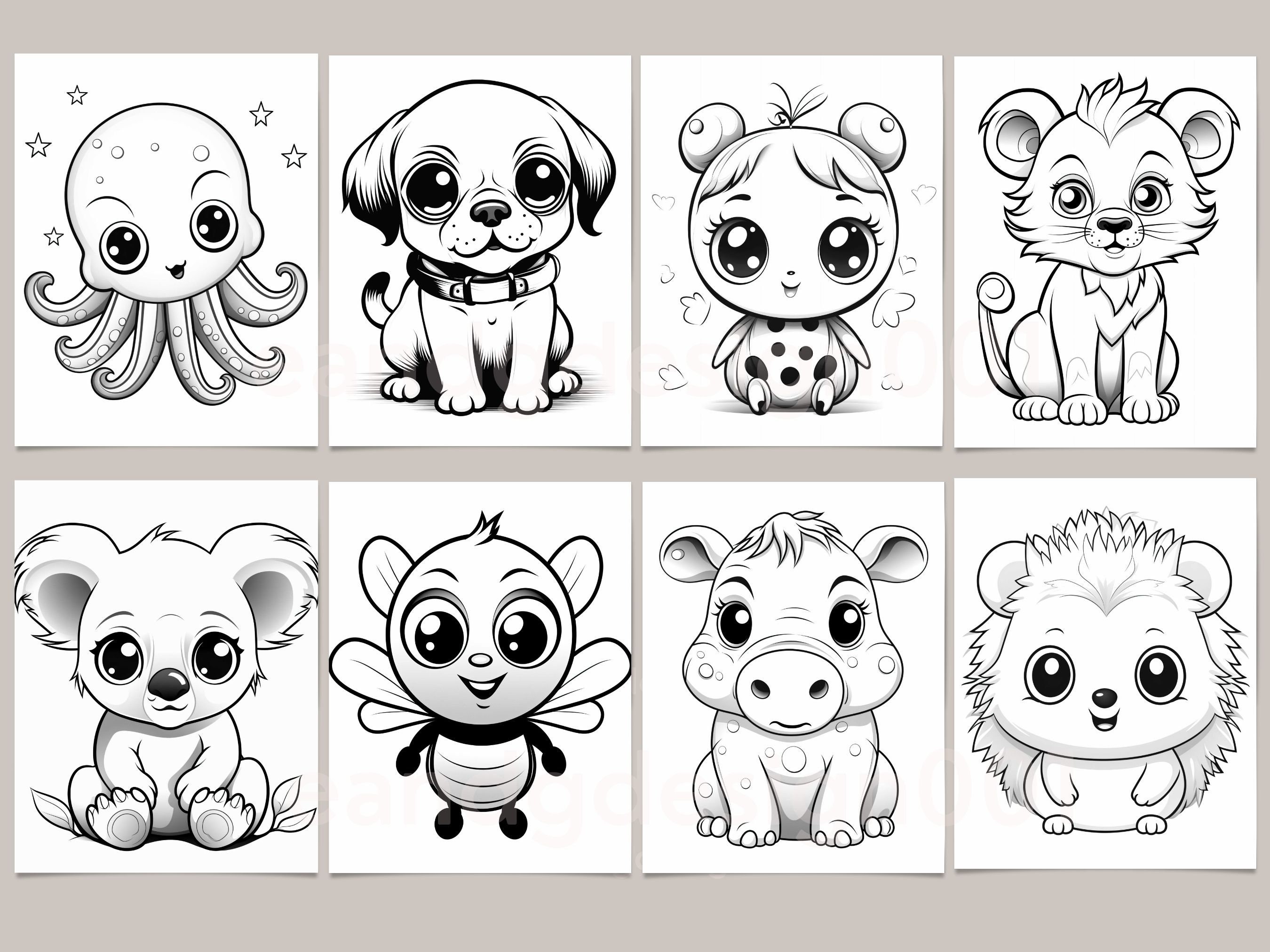 Cute Kawaii Animals Coloring Page Kawaii Animals Coloring Book for Kids ...