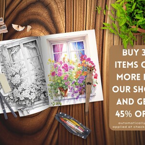 Blooming Windows Coloring Pages for Adults Floral Window Coloring ...
