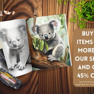 Cute Baby Animals Grayscale Coloring Pages | Printable Adult Coloring ...