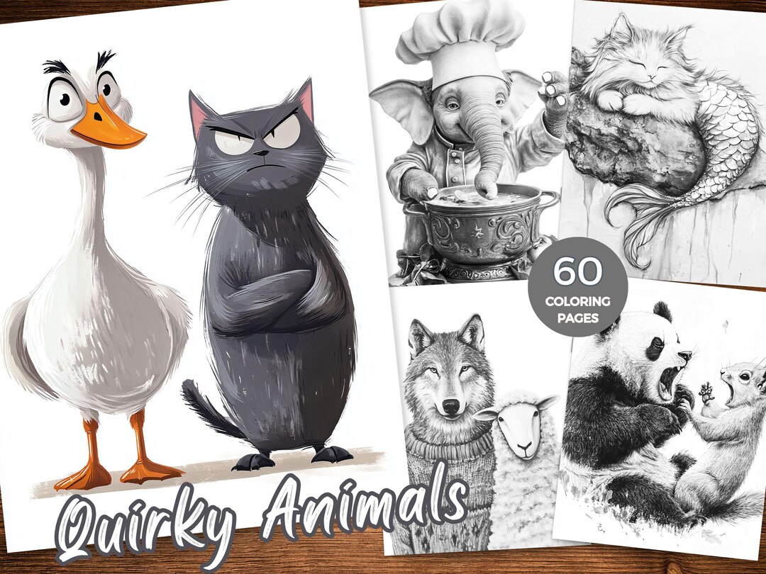 Quirky Animals Coloring Pages – Fun Whimsical Printable Coloring Book ...