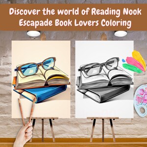 Cozy Reading Nook Coloring Pages Book Lovers Coloring Sheets Book Nook ...