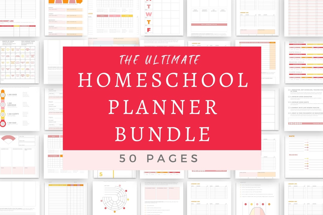 50 Pages HOMESCHOOL Planner Printable, Home School Planner Bundle ...