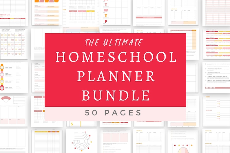 50 Pages HOMESCHOOL Planner Printable, Home School Planner Bundle ...