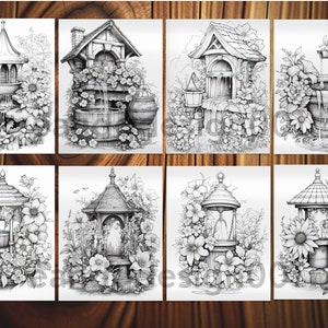 Whimsical Wishing Wells Coloring Pages Printable Enchanted Wellspring ...
