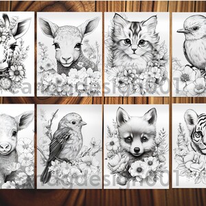 Baby Cute Animals Coloring Pages Floral Baby Animals Coloring Sheets ...