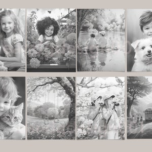 Kids in Spring Grayscale Coloring Book Instant Download Printable PDF ...