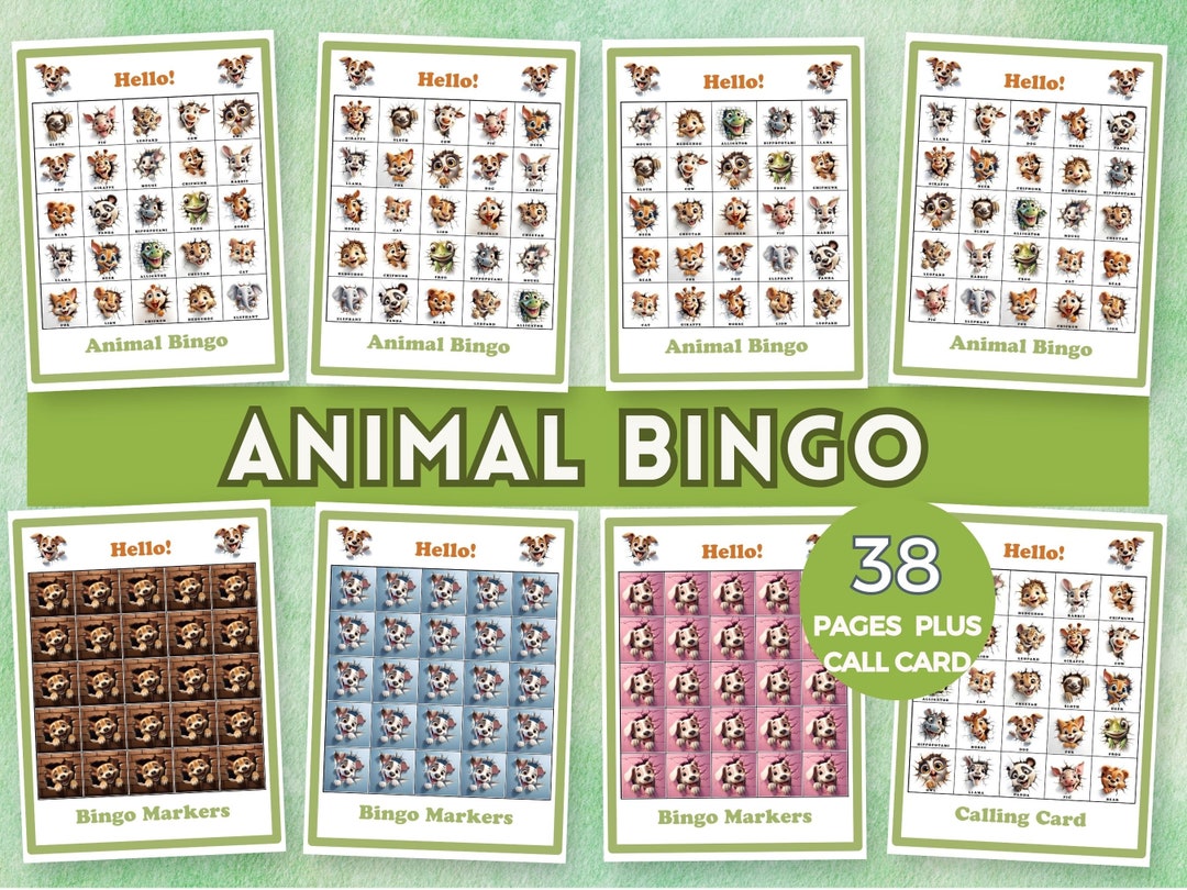 Animal Bingo Printable Woodland Animals Bingo 3D Animal Bingo Farm ...