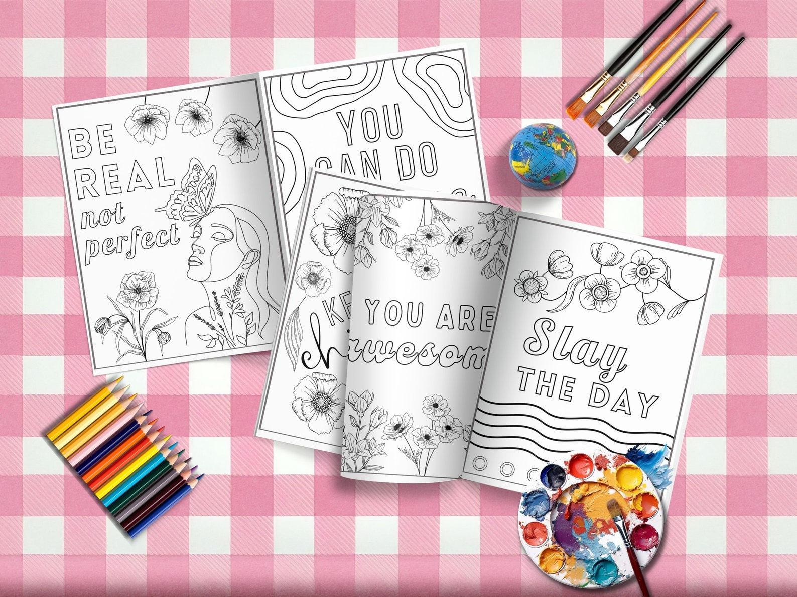 Self Love Coloring Pages Think Like a Girl Boss Affirmation - Etsy