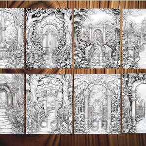 Magical Forest Gate Coloring Pages Printable Enchanted Gate Coloring ...