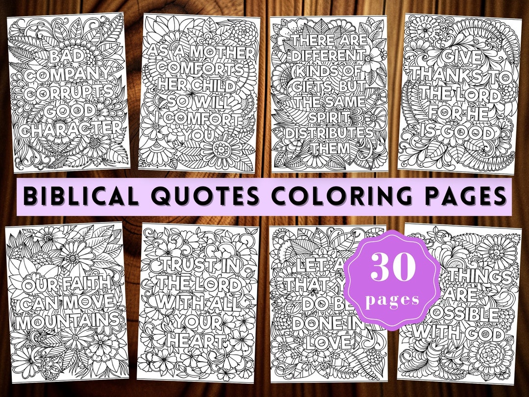 Biblical Coloring Pages for Adults Biblical Quotes Coloring Book ...