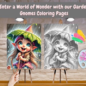 Garden Gnome Coloring Pages Garden Gnome Girl Coloring Book Happy Gnome ...